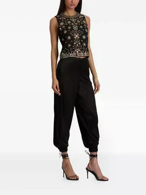 Alice + Olivia Amal Crystal-embellished Cropped Tank Top
