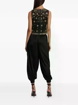 Alice + Olivia Amal Crystal-embellished Cropped Tank Top