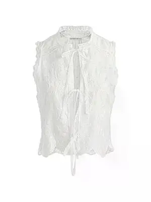 Alice + Olivia Embroidered Tie-front Tank Top