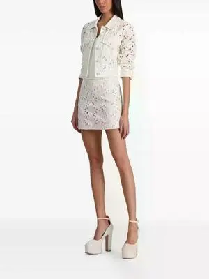 Alice + Olivia Riley Broderie Anglaise Skirt - White