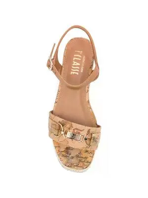ALVIERO MARTINI 1° CLASSE Geo Map Print Platform Sandals