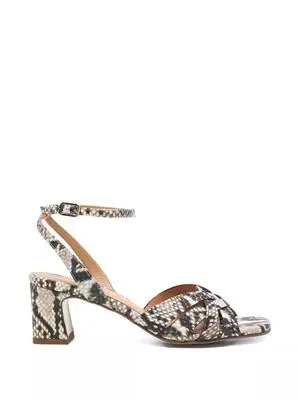 PEDRO MIRALLES Snakeskin-effect Crossover Strap Sandals - Neutrals