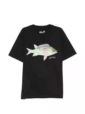 MELT Gyotaku-print Cotton T-shirt - Black