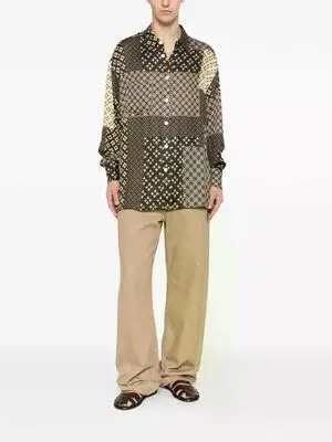 THE SHIRT Patchwork Geometric-print Shirt - Brown