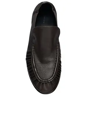 THE ROW Soft Moccasin Two Calfskin Leather Loafers - Lacquer Brown