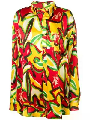 Balenciaga Multicoloured Abstract Print Scarf Blouse