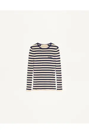 Valentino Garavani Striped Cotton Sweater - Blue