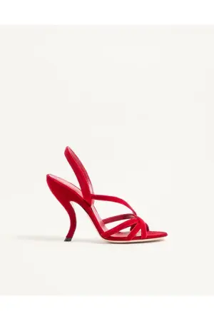 Valentino Garavani Fetishique Velvet Sandal 105mm - Natural
