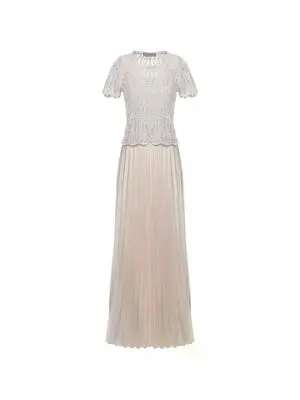 D.exterior Crochet-knit Pleated Maxi Dress - Pink