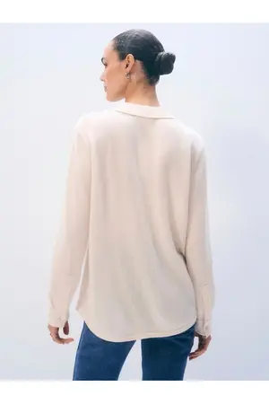 WHITE & WARREN Cashmere Button Shirt - Natural