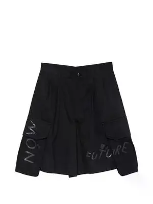 Comme Des Garçons Navy Cargo Shorts With Slogan Print