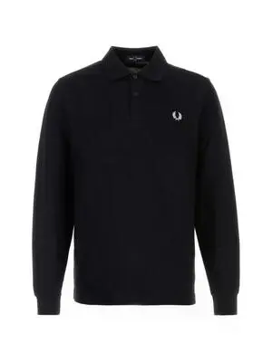 Fred Perry Long-sleeve Logo-embroidered Polo Shirt - Black