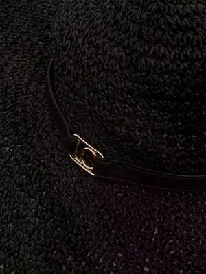 LOLA CASADEMUNT Wide-brim Hat With Logo Plaque - Black