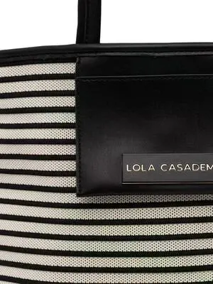 Lola Casademunt Striped Logo Plaque Tote Bag