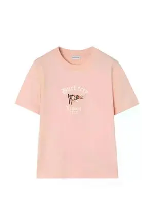 Burberry Logo Embroidered Cotton T-shirt - Pink