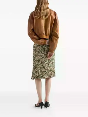 Prada Cropped Nappa Leather Jacket With Ribbed Trim