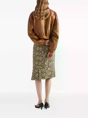Prada Cropped Nappa Leather Jacket With Ribbed Trim