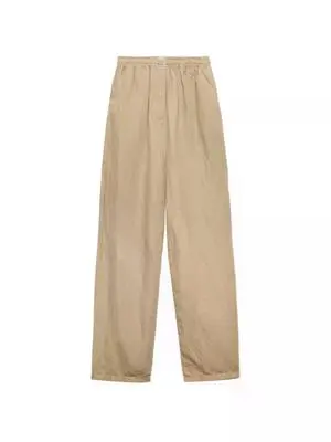 Prada Cotton And Linen Pants With Logo Detail - Grey