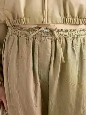 Prada Cotton And Linen Pants With Logo Detail