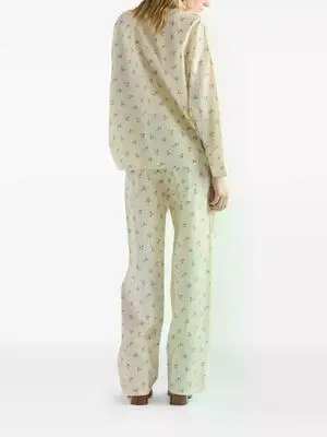Prada Floral Print Canvas Wide Leg Pants