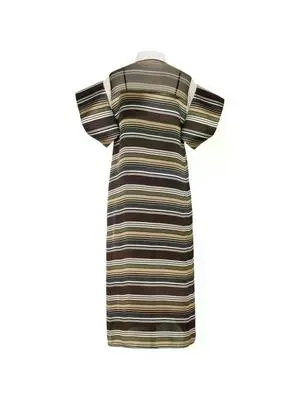 Sacai Striped Short-sleeve Midi Dress
