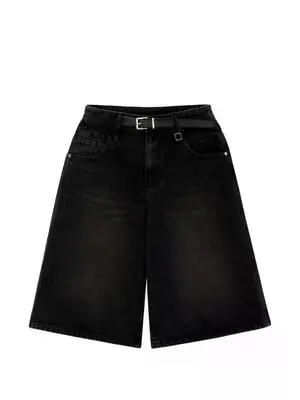 WOOYOUNGMI Belted Wide-leg Denim Shorts - Black