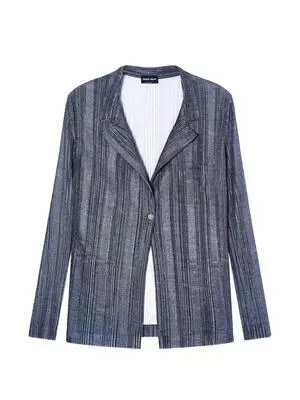 Giorgio Armani Plissé-effect Single-breasted Jacket - Blue