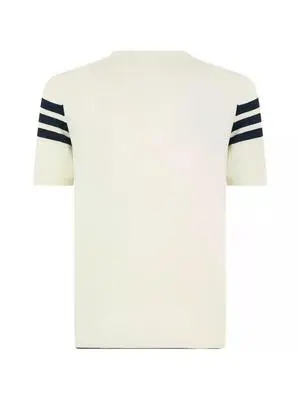 ROBERTO COLLINA Stripe Print Short Sleeve Sweater