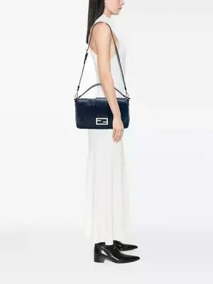 Fendi Zucca Embossed Leather Convertible Belt Baguette Satchel
