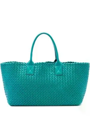 Bottega Veneta Medium Nappa Intrecciato Cabat Tote Bag - Blue