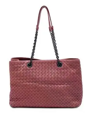 Bottega Veneta Medium Nappa Intrecciato Double Chain Tote Bag - Pink
