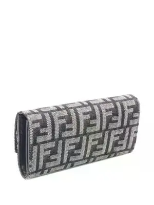 Fendi Ff Jacquard Denim Wallet On Chain Crossbody Bag