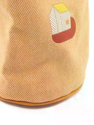 Hermès Wool Les Cabanes Drawstring Bag Bucket Bag