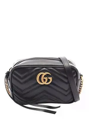 Gucci Mini Gg Marmont Matelassé Leather Crossbody Bag - Black