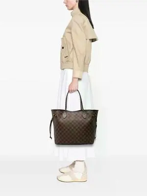 LOUIS VUITTON Damier Ebene Neverfull Mm Tote Bag