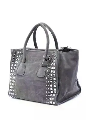 Prada Suede Embellished Twin Pocket Satchel