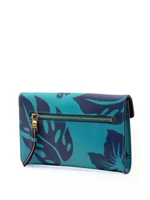 Prada Saffiano Hibiscus Print Sound Lock Clutch Bag