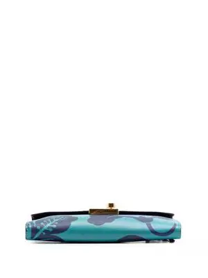 Prada Saffiano Hibiscus Print Sound Lock Clutch Bag