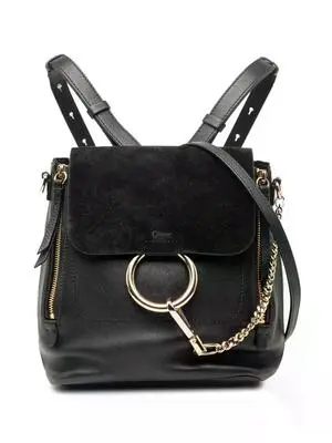 Chloé Faye Backpack In Calfskin And Suede - Black