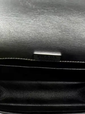 Prada Metallic Vitello Cahier Crossbody Bag - Black