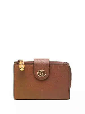 Gucci 2016-2026 Gg Marmont Calfskin Bamboo Bifold Wallet Small Wallets - Brown