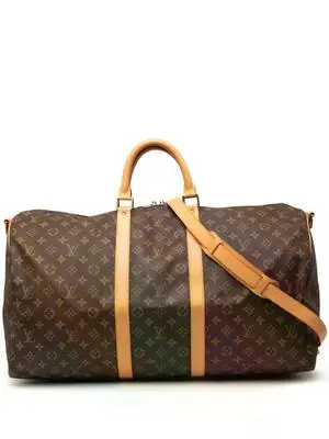 LOUIS VUITTON Monogram Keepall Bandouliere 55 Travel Bag - Brown