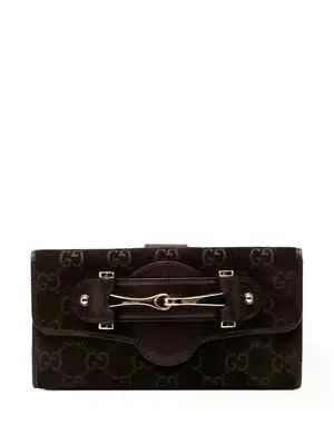 Gucci 2000-2015 Gg Suede Pelham Continental Wallet Long Wallets - Brown