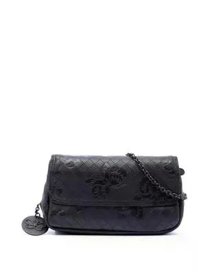 Bottega Veneta Small Intrecciomirage Embossed Butterfly Chain Crossbody Bag - Black