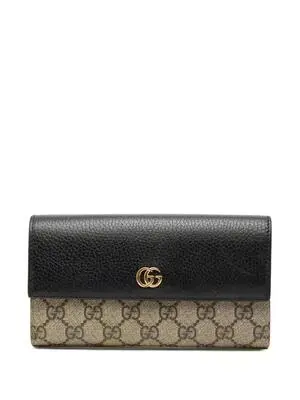 Gucci 2016-2026 Bicolor Gg Marmont Gg Supreme Continental Wallet Long Wallets - Black