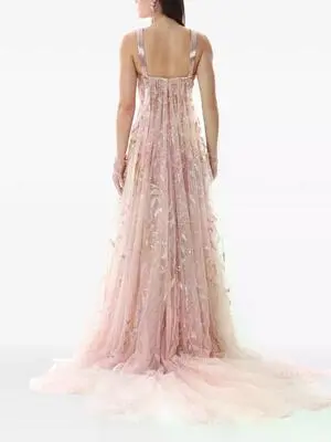 DINA MELWANI Hand-embroidered Stardust Tulle Maxi Gown