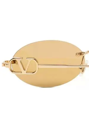 Valentino Garavani V-logo Oval-frame Sunglasses