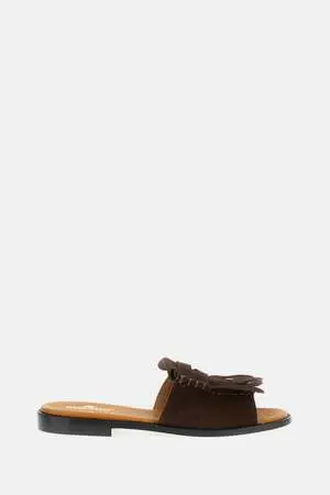 SEBAGO Suede Leather Fringed Slide Sandals