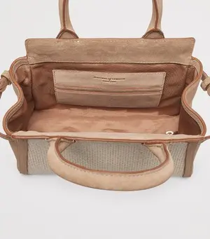 ASPINAL OF LONDON Mini Raffia-suede Savannah Top-handle Bag