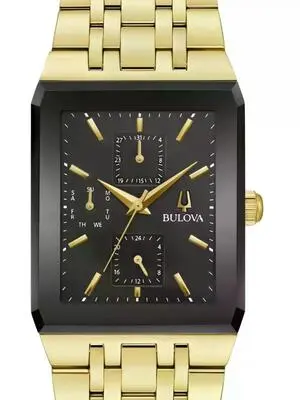 Bulova Rectangular Link Bracelet Watch - Black
